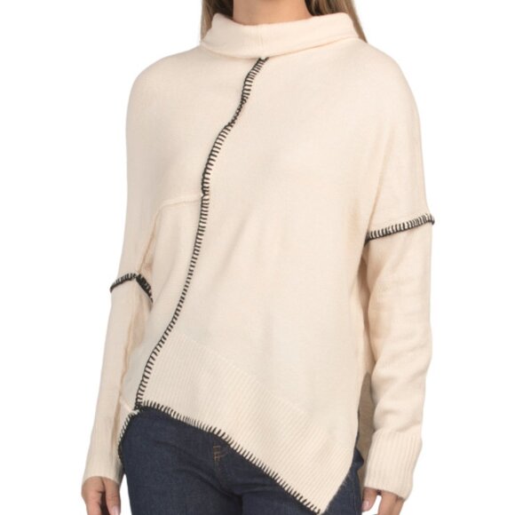Elan | Sweaters | Nwt Elan Asymmetric Soft Knit Sweater Ivory Funnel ...